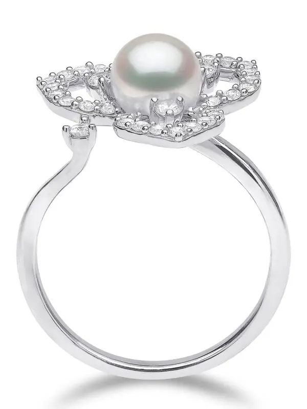 Yoko London 18kt White Gold Petal Pearl And Diamond Ring