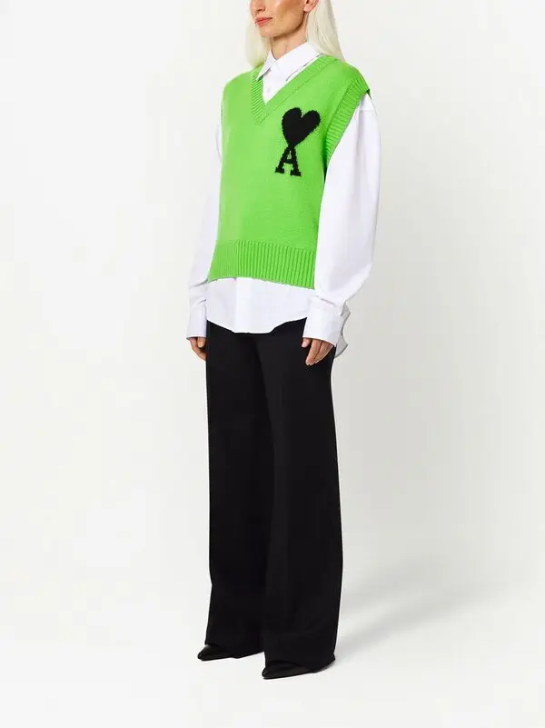 Ami De Coeur Knitted Vest - Green