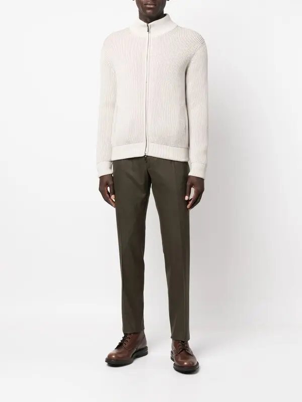 MOORER Ribbed Knit Virgin Wool Jumper - Neutrals
