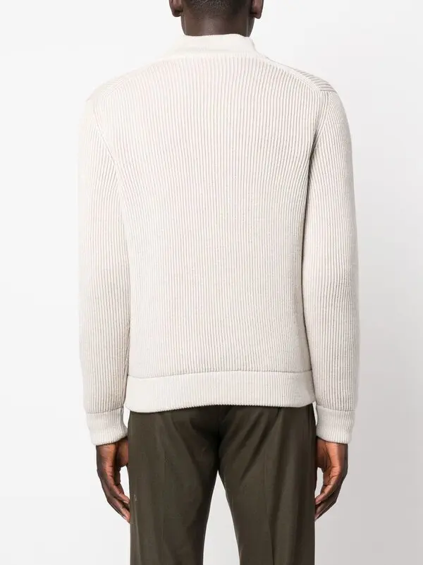MOORER Ribbed Knit Virgin Wool Jumper - Neutrals