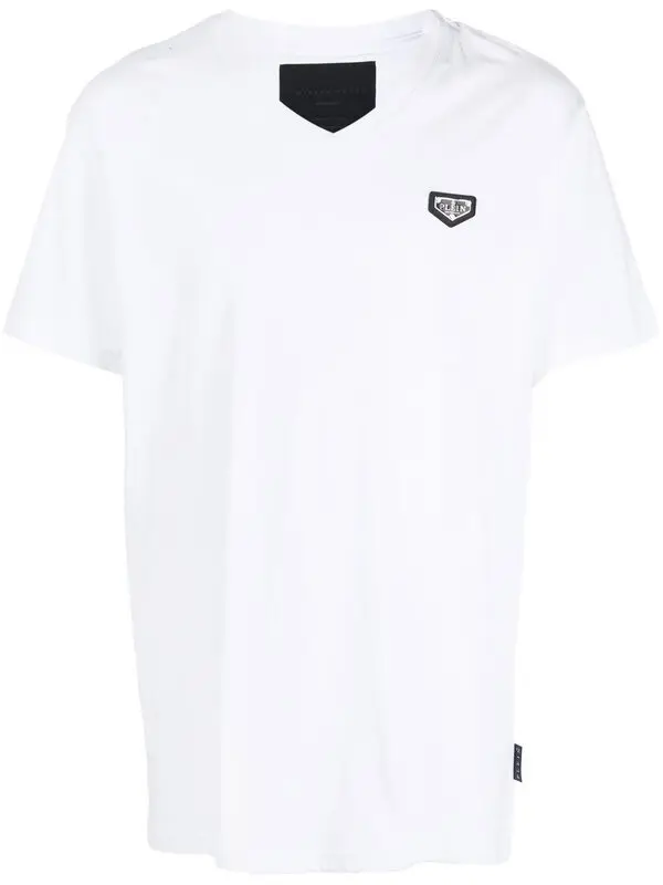 Philipp Plein Logo-plaque V-neck T-shirt - White