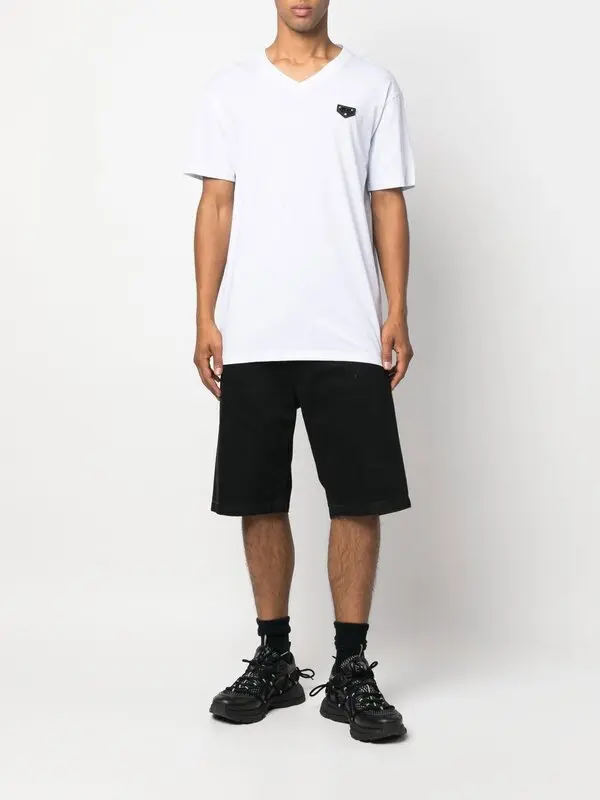 Philipp Plein Logo-plaque V-neck T-shirt - White