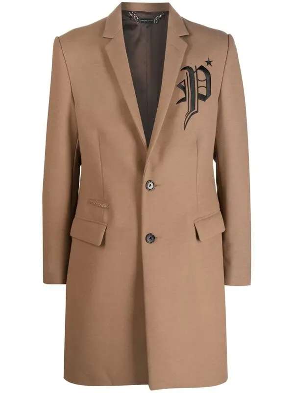 Philipp Plein Gothic Plein Single-breasted Coat - Brown