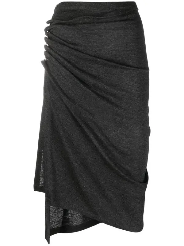 Rabanne Ruched Midi Skirt - Grey