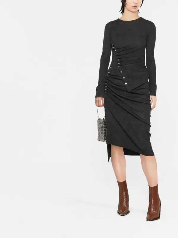 Rabanne Ruched Midi Skirt - Grey