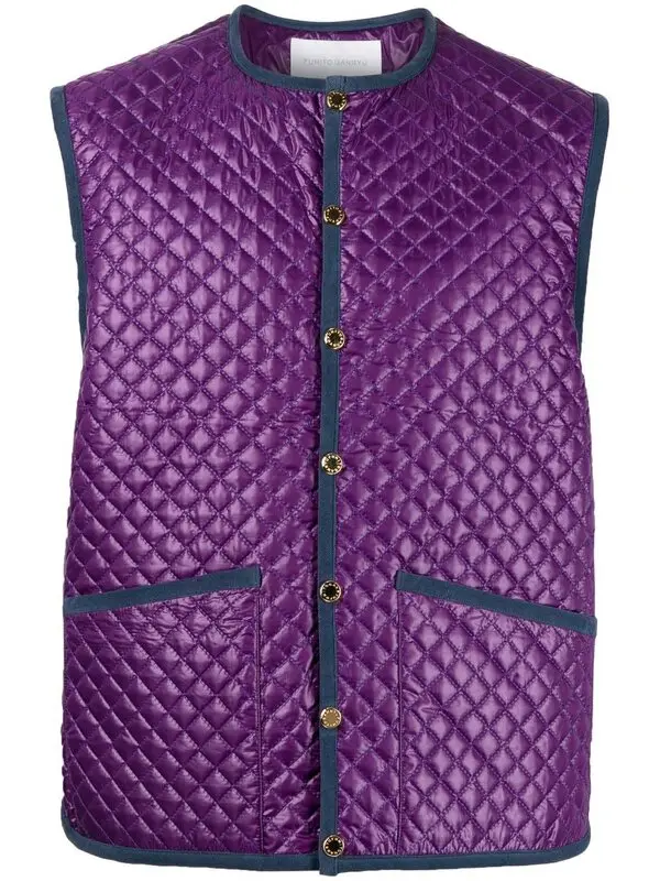 FUMITO GANRYU Quilted Fitted Gilet - Purple