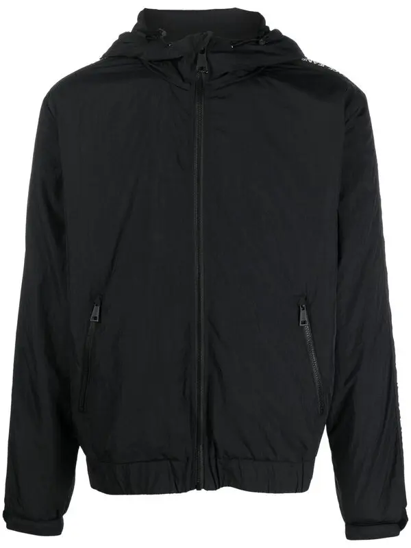 Versace Logo-tape Hooded Jacket - Black