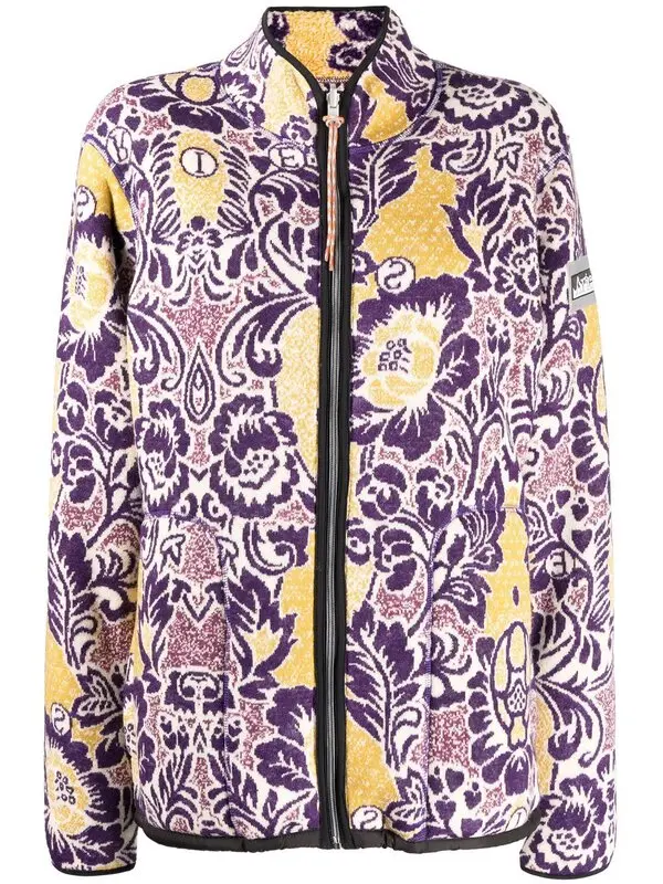Aries Floral-pattern Zip-up Cardigan