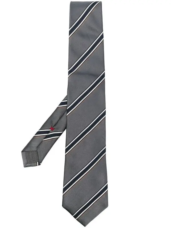 Brunello Cucinelli Stripe-print Silk Tie - Grey