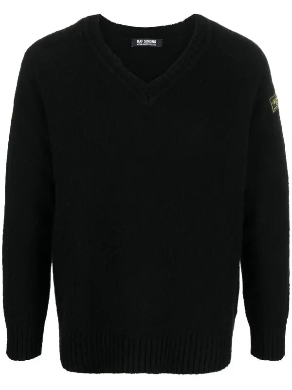 Raf Simons Logo-patch V-neck Jumper