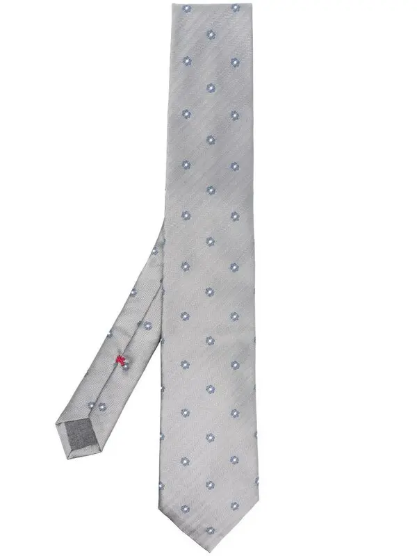 Brunello Cucinelli Floral Embroidered Neck Tie - Grey