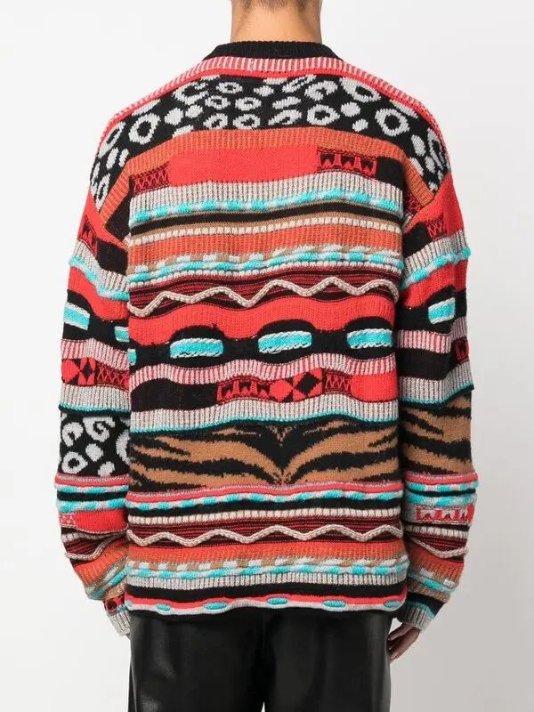 LANEUS Contrast Patterned Jacquard Jumper