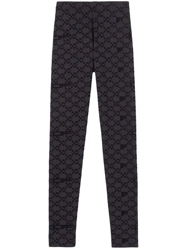 Off-White Flock Monogram Performance Leggings - Black