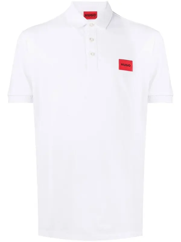Hugo Logo-patch Cotton Polo Shirt - White