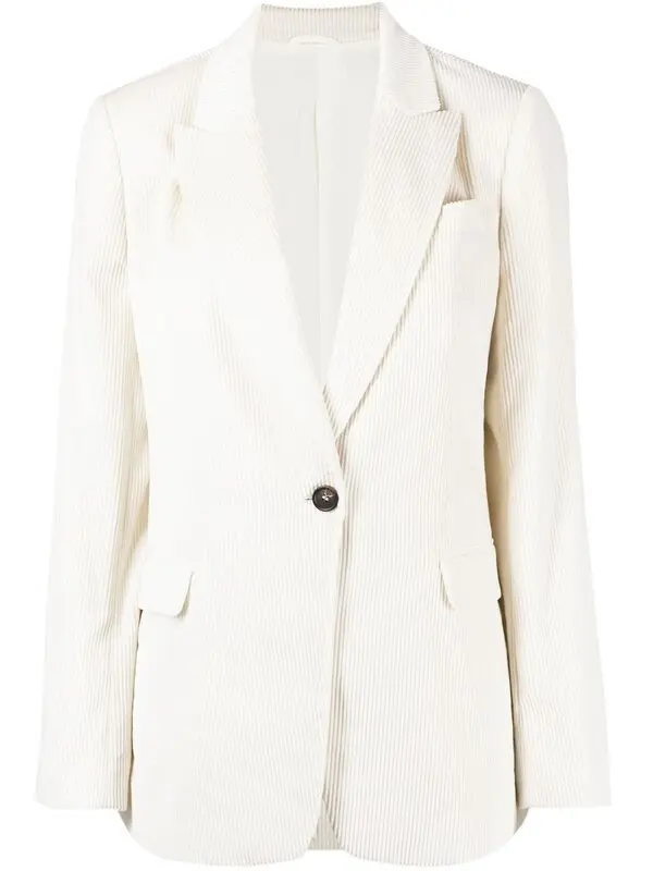 Brunello Cucinelli Ribbed Single-breasted Blazer - White
