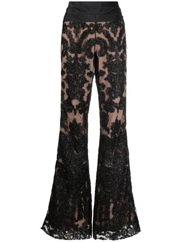 Moschino Lace-overlay Flared Trousers