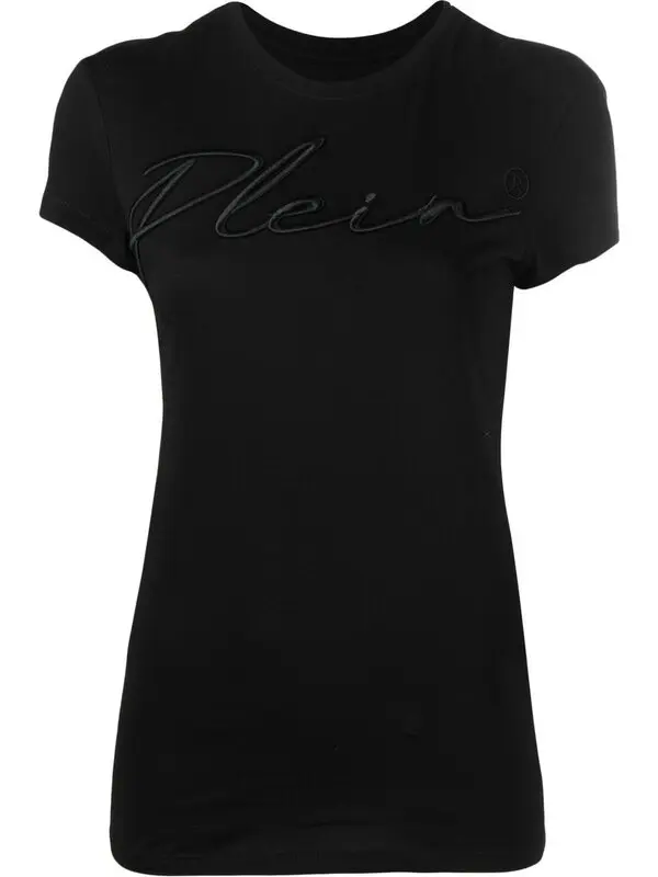 Philipp Plein Embroidered-logo Cotton T-shirt - Black