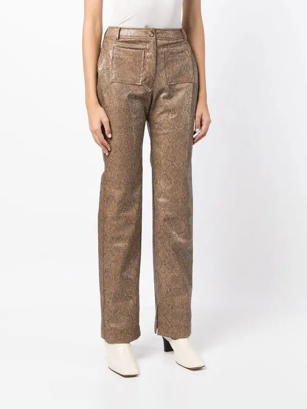 REJINA PYO Ellis Snakeskin-effect Trousers