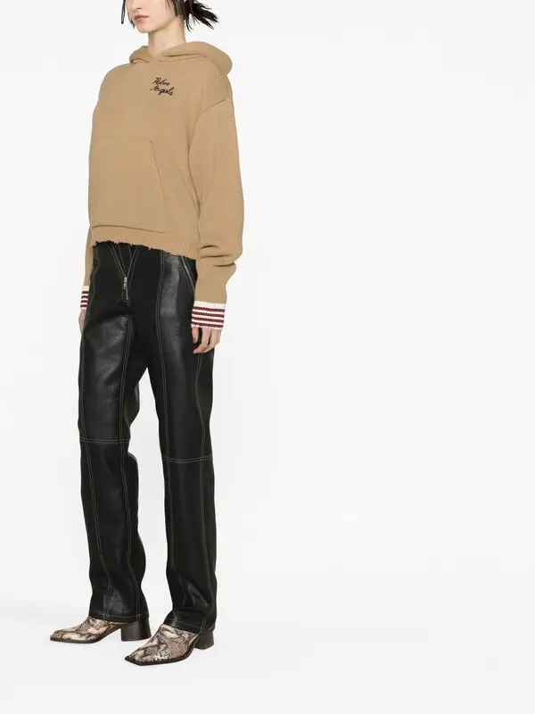 Palm Angels Embroidered Logo Knitted Hoodie
