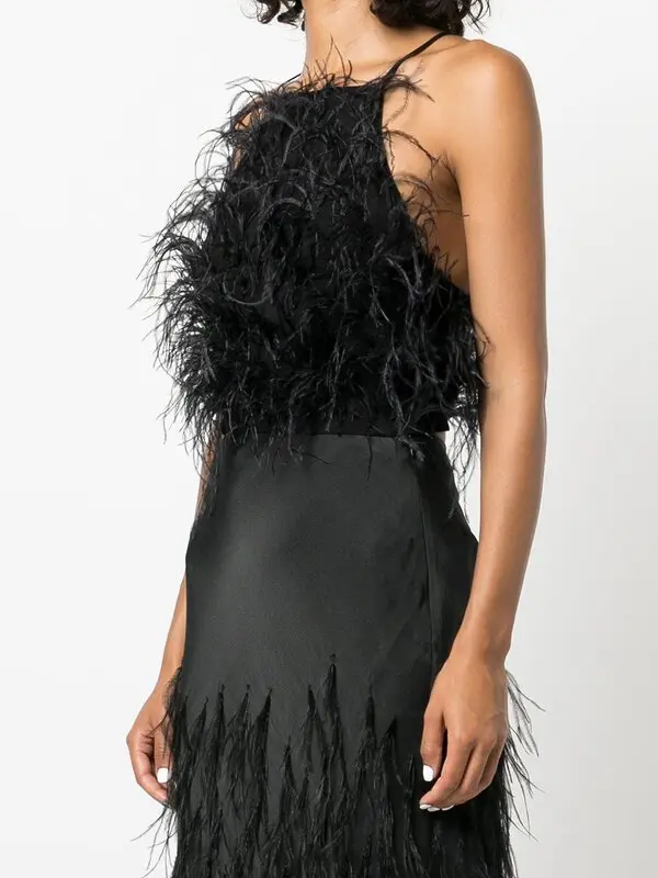 Cult Gaia Joey Ostrich Feather Blouse