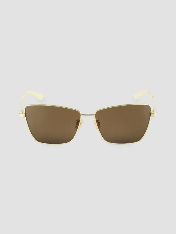 Bottega Veneta Full Metal 59mm Rectangular Sunglasses - Gold