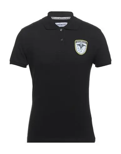 BIKKEMBERGS Polo Shirt Size Cotton, Elastane - Black