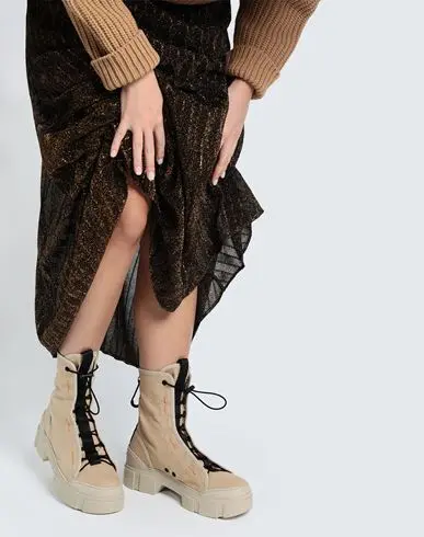 VIC MATIE Ankle Boots With Laces And Zip Closure - Beige