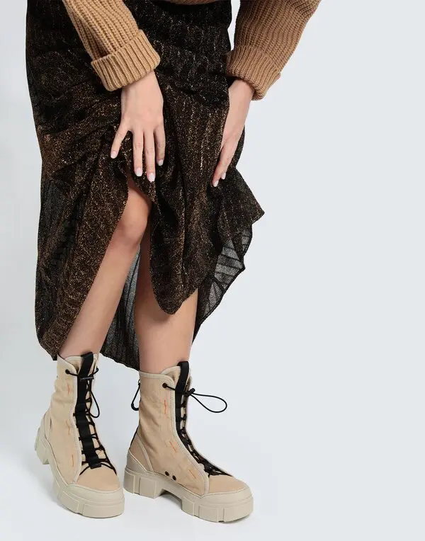 VIC MATIE Ankle Boots With Laces And Zip Closure - Beige