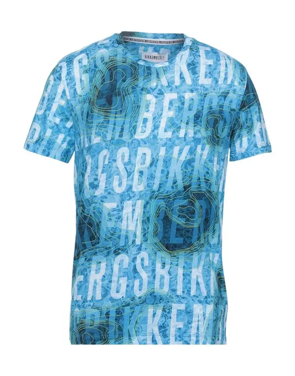 BIKKEMBERGS T-shirt Size Cotton, Elastane - Blue