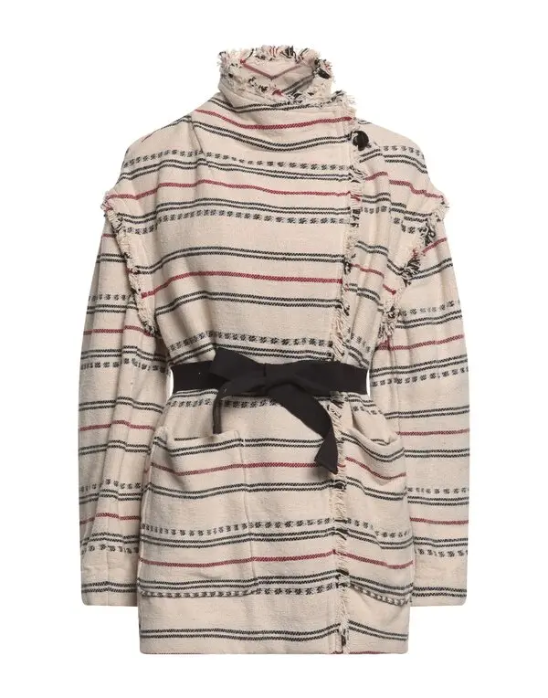 MARANT ETOILE Belted Striped Jacquard Coat