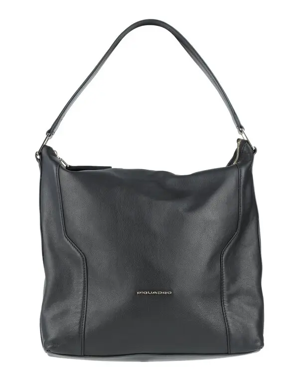 PIQUADRO Leather Shoulder Bag - Black