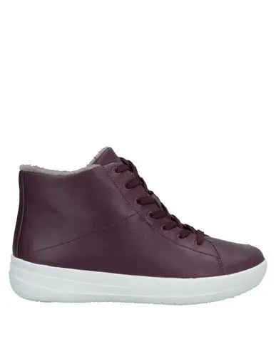 Fitflop Leather Sneakers With Shearling Lining - Deep Purple