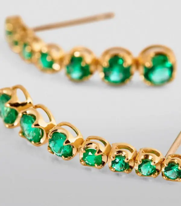 JENNIFER MEYER Yellow And Emerald Tennis Earrings