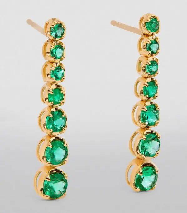 JENNIFER MEYER Yellow And Emerald Tennis Earrings