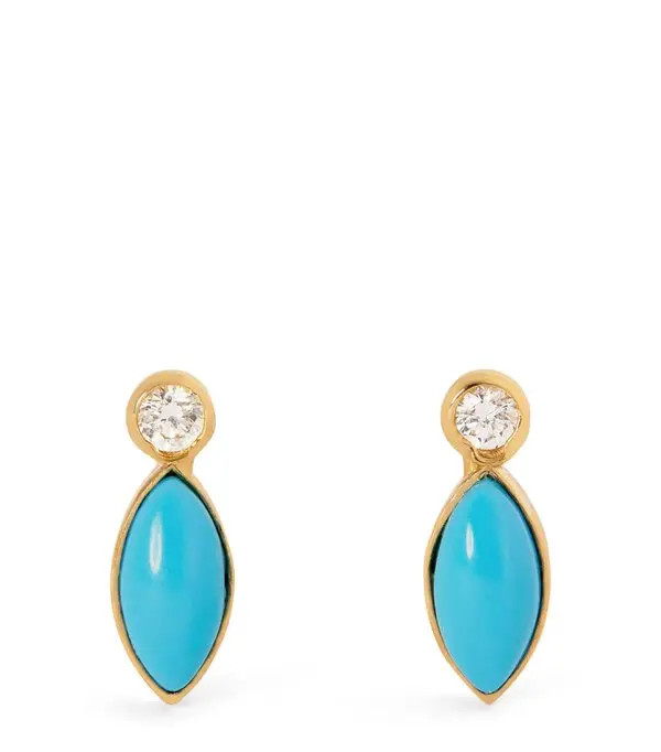 JENNIFER MEYER Yellow Diamond, And Turquoise Marquise Earrings - Gold