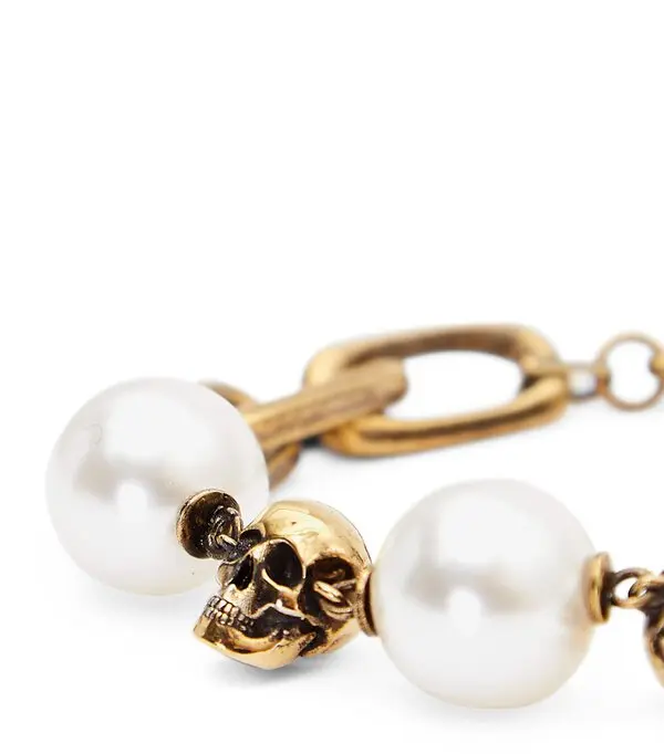 Alexander McQueen Faux Pearl And Skull Bracelet - Blue