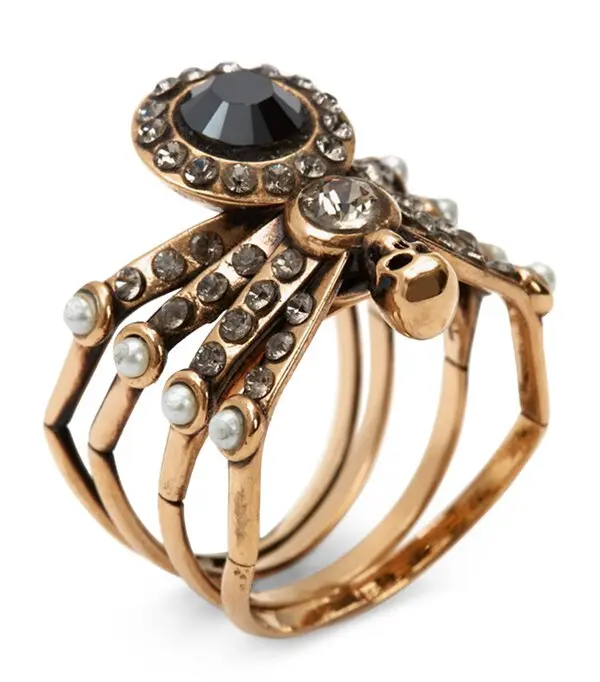 Alexander McQueen Embellished Spider Ring - Metallic