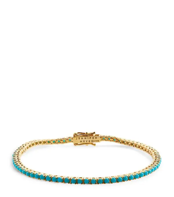 JENNIFER MEYER Yellow And Turquoise 4-prong Tennis Bracelet - Gold