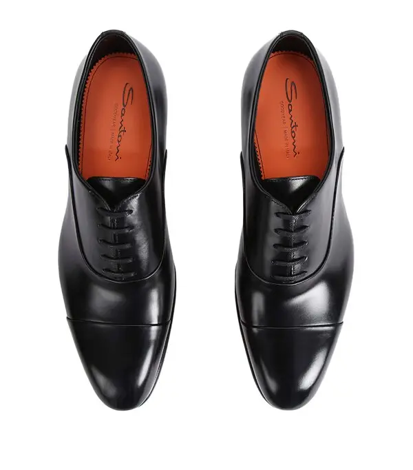 Santoni Leather Oxford Shoes - Black