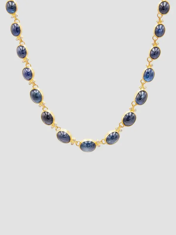Gurhan Rune 22k & 24k Yellow Gold, Blue & 0.18 Tcw Diamond Necklace