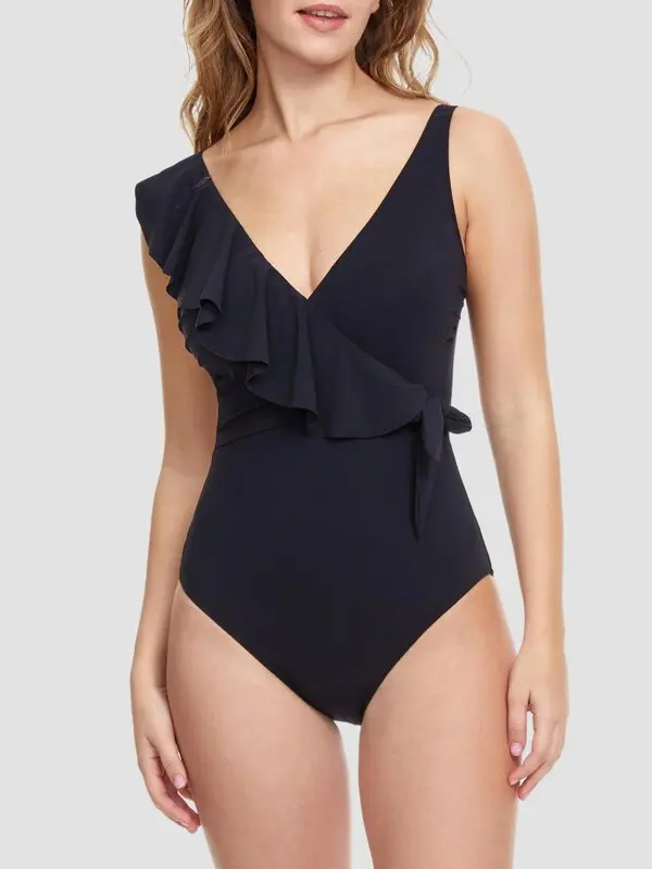 GOTTEX Tutti Frutti Ruffled One-piece Swimsuit - Black