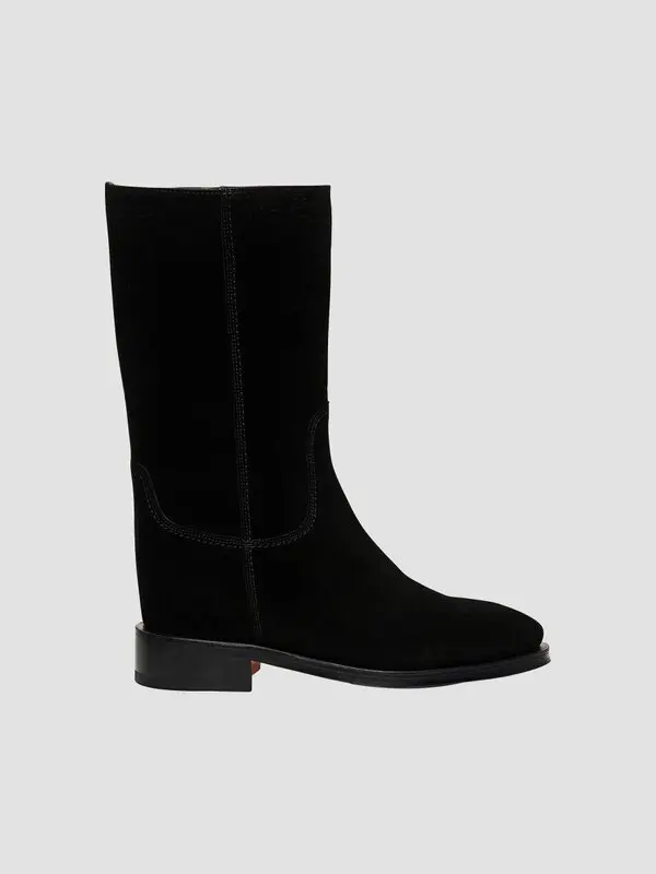 Santoni Fleeces Suede Mid-calf Boots - Black