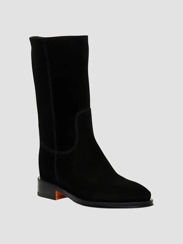 Santoni Fleeces Suede Mid-calf Boots - Black