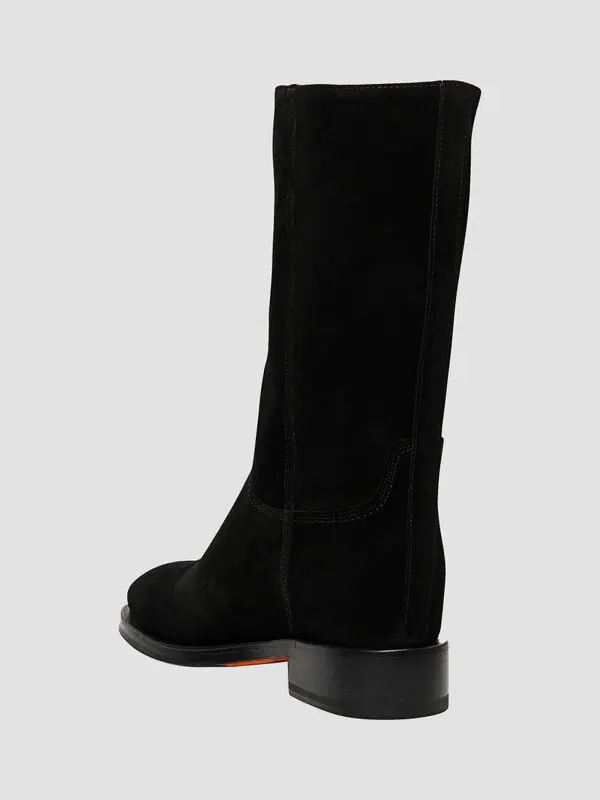 Santoni Fleeces Suede Mid-calf Boots - Black