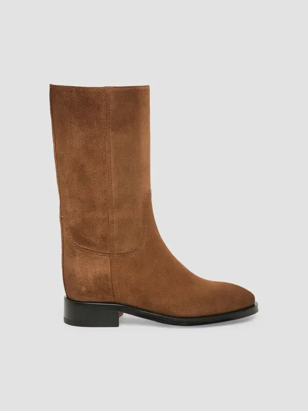 Santoni Fleeces Suede Mid-calf Boots - Cognac