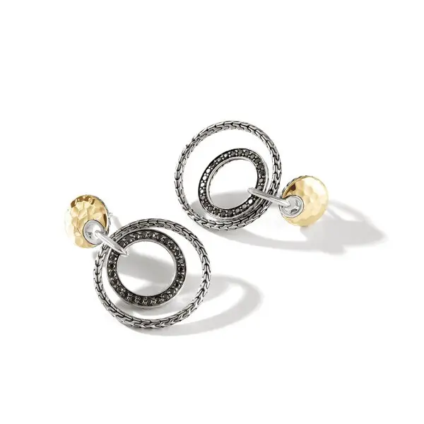 John Hardy Palu Drop Earrings Gold, Pav