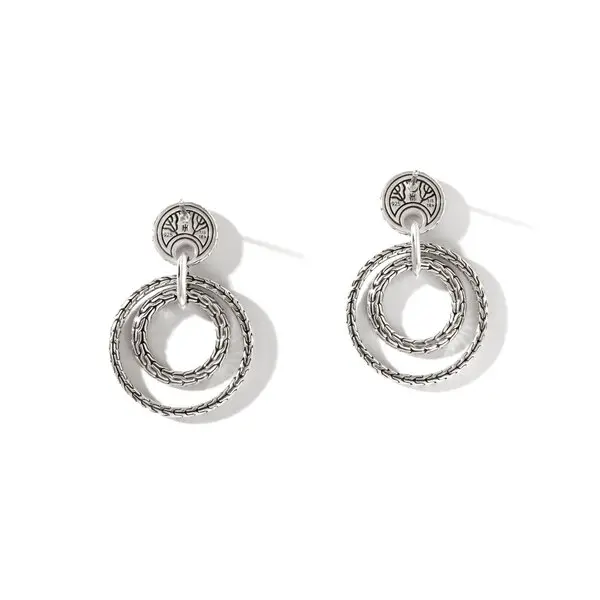 John Hardy Palu Drop Earrings Gold, Pav