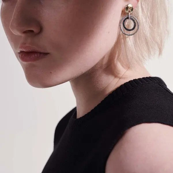 John Hardy Palu Drop Earrings Gold, Pav