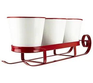 NORTHLIGHT Red Sleigh W/ Sentiment Buckets Tabl Centerpiece