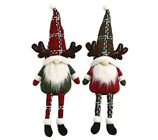 SANTA'S WORKSHOP 18' Sitting Reindeer Gnomes, S T Of 2 - One-color